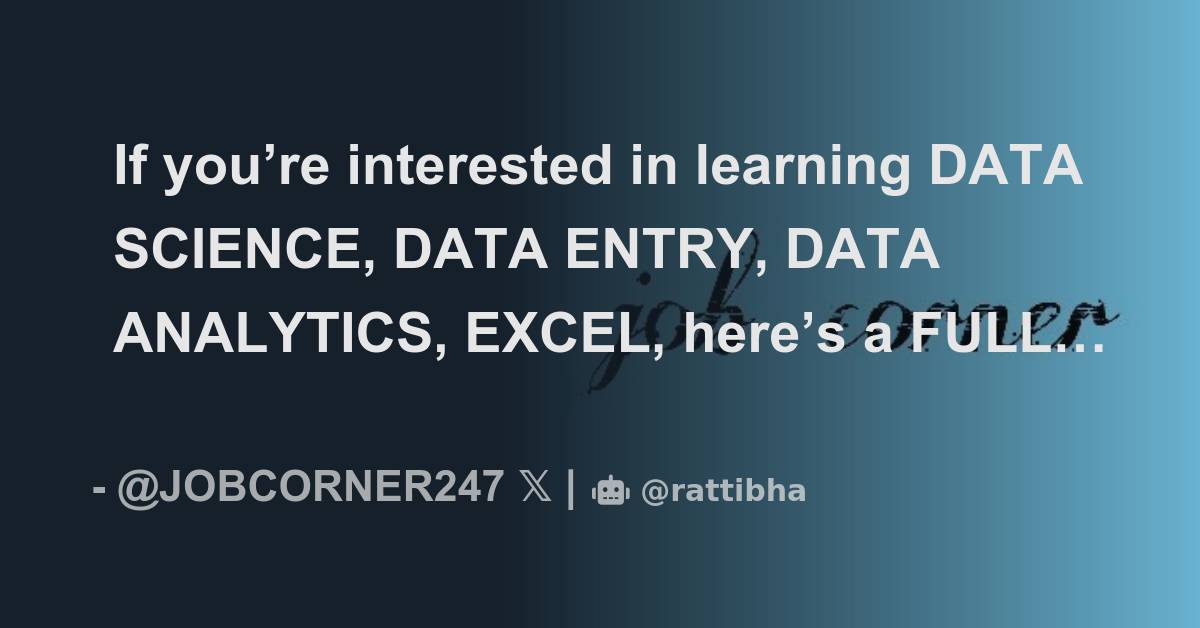 If you’re interested in learning DATA SCIENCE, DATA ENTRY, DATA ...