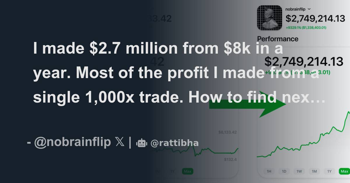 I made $2.7 million from $8k in a year. Most of the profit I made from ...