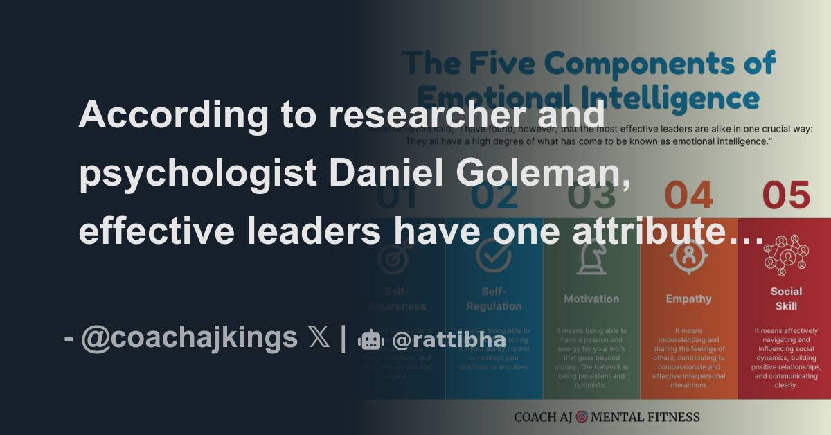 According to researcher and psychologist Daniel Goleman, effective ...