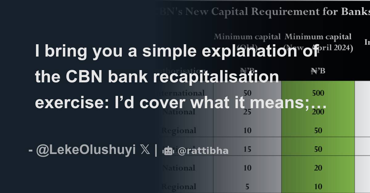 I bring you a simple explanation of the CBN bank recapitalisation ...