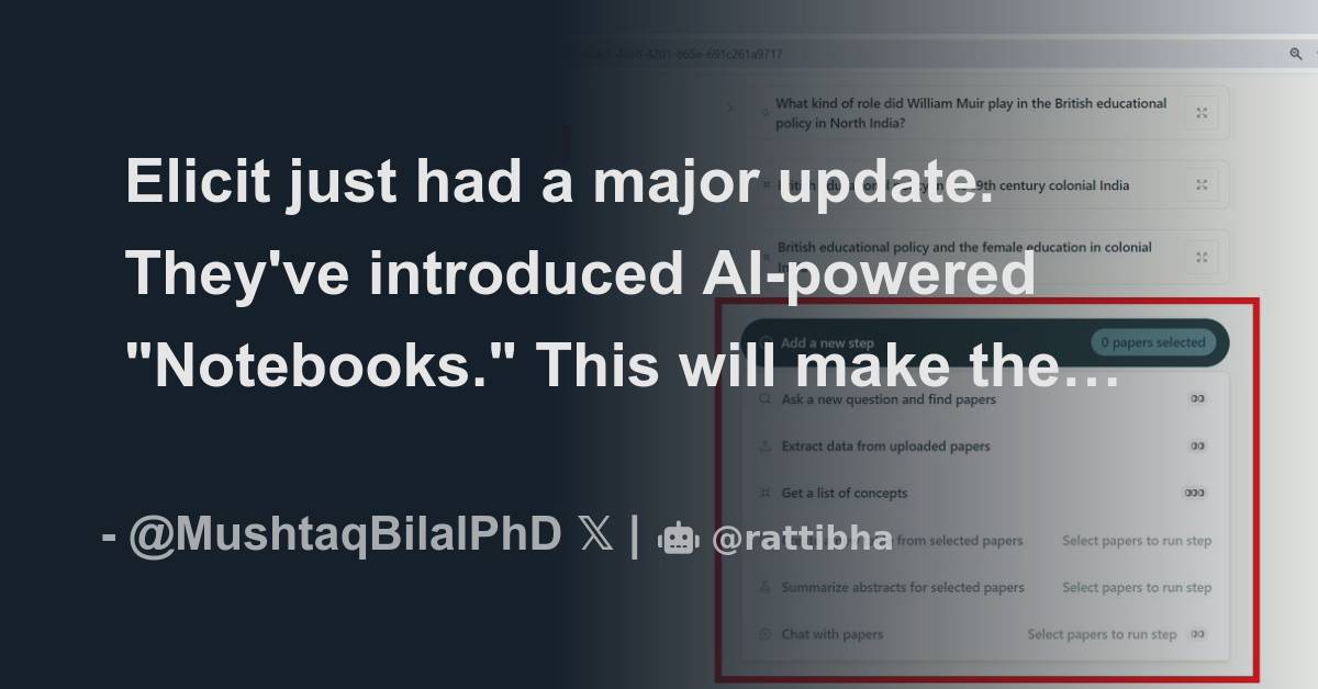 Elicit just had a major update. They've introduced AI-powered ...