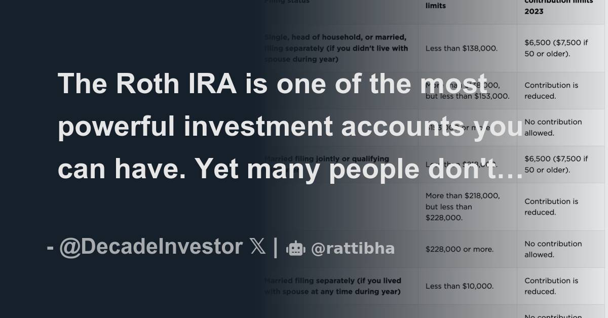 The Roth IRA is one of the most powerful investment accounts you can ...