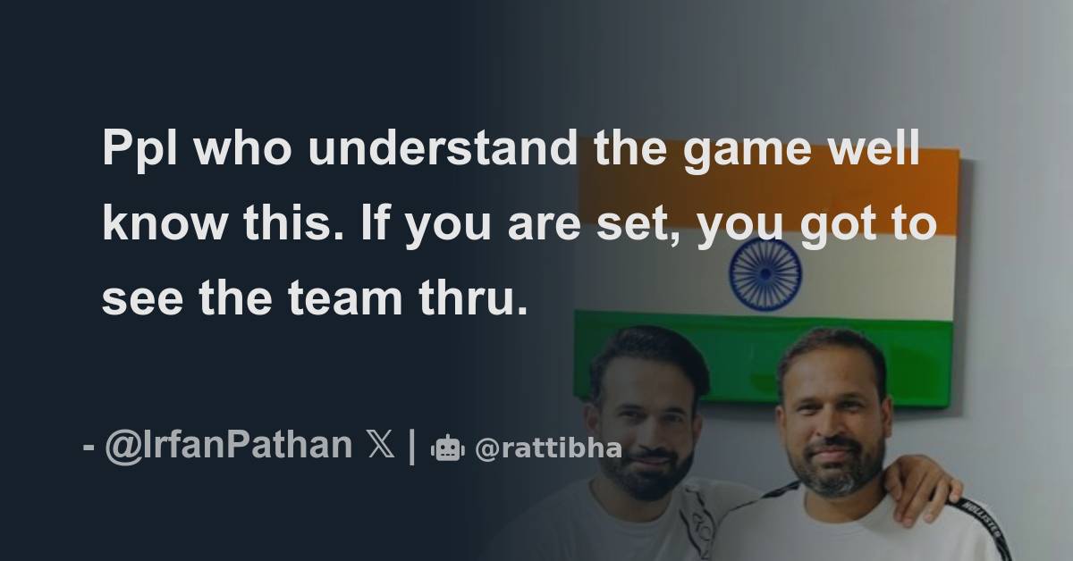 Ppl who understand the game well know this. If you are set, you got to see the team thru ...