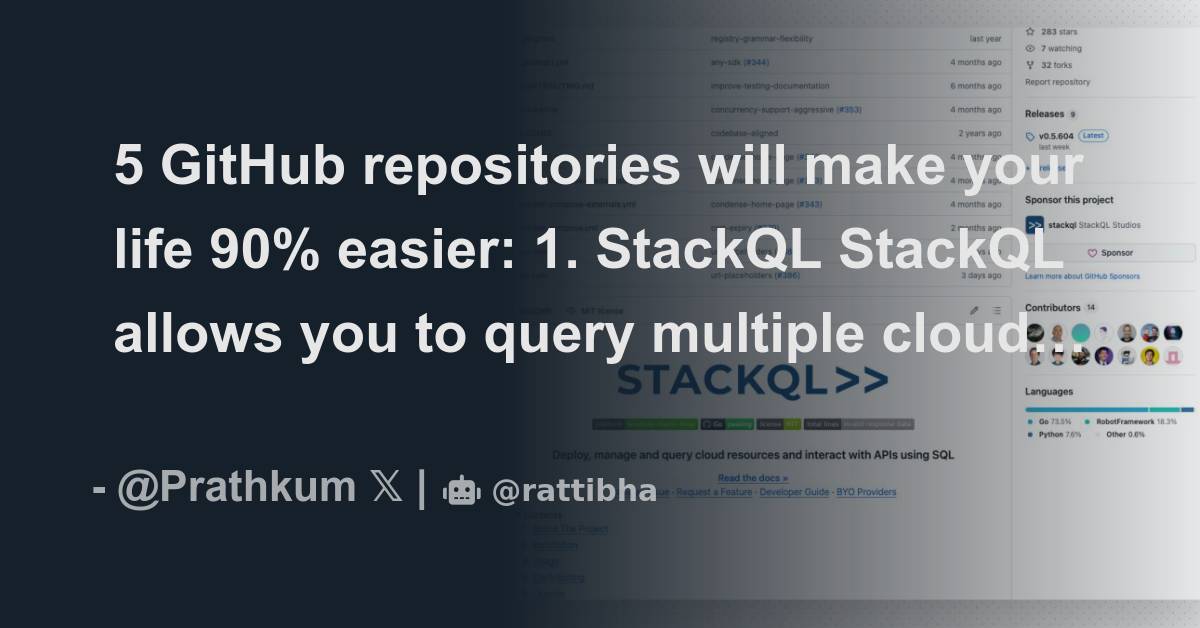 5 GitHub repositories will make your life 90% easier: - Thread from Pratham @Prathkum - Rattibha
