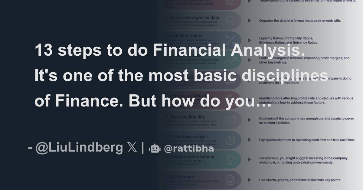 13 steps to do Financial Analysis. It's one of the most basic ...