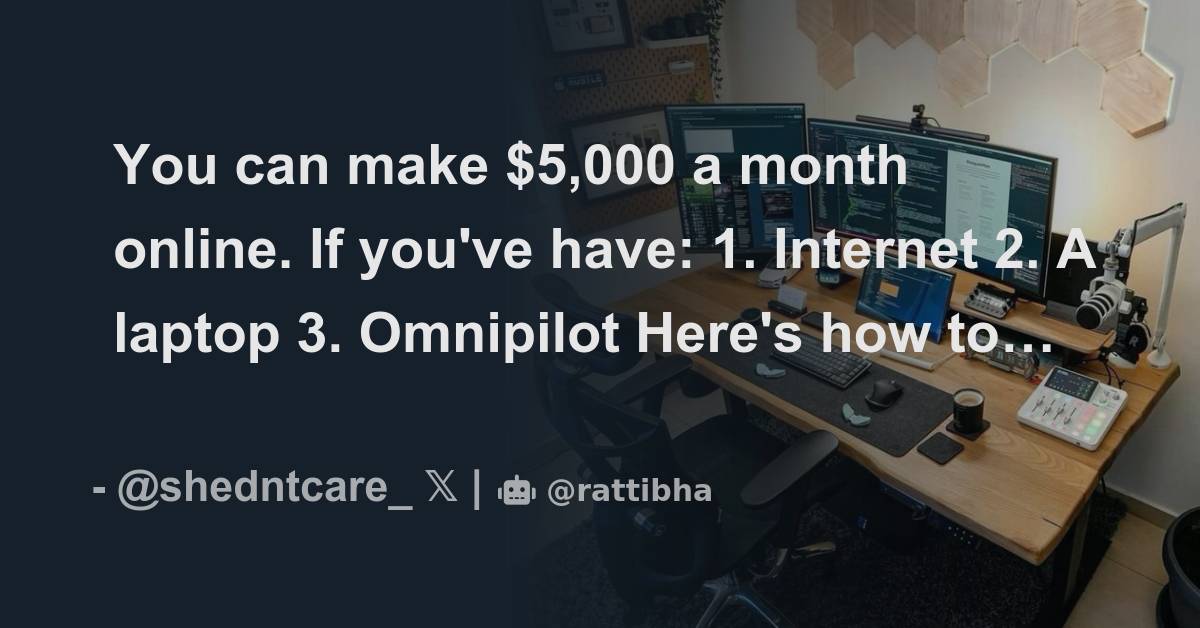 You can make $5,000 a month online. If you've have: 1. Internet 2. A laptop 3. Omnipilot Here's ...