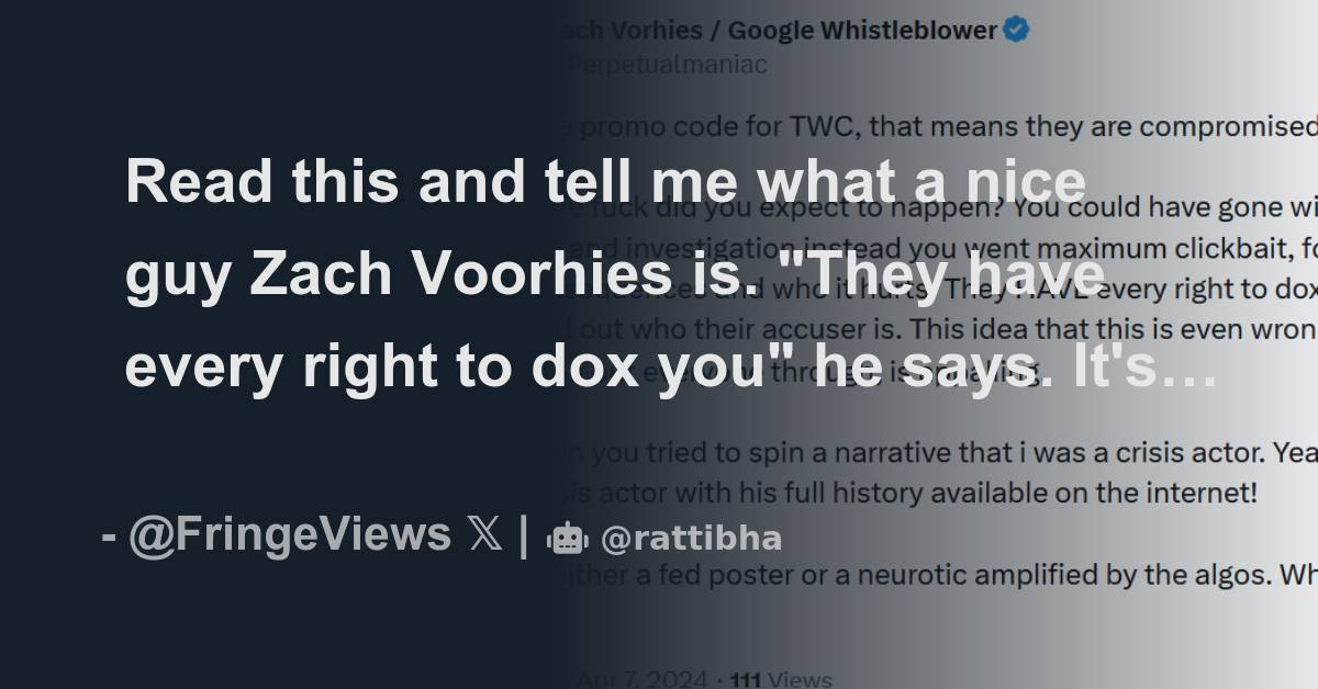 Read this and tell me what a nice guy Zach Voorhies is. "They have ...