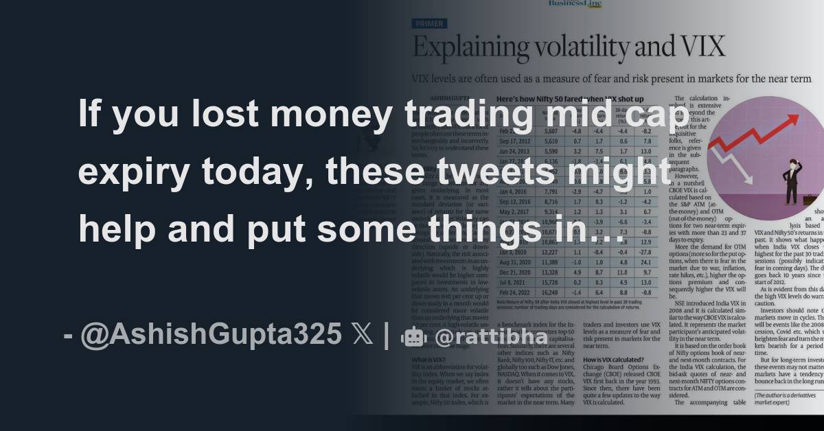 If you lost money trading mid cap expiry today, these tweets might help ...