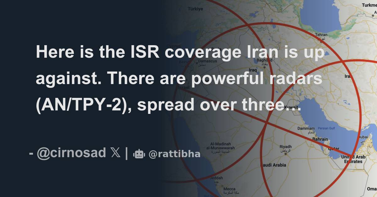 Here is the ISR coverage Iran is up against. There are powerful radars ...
