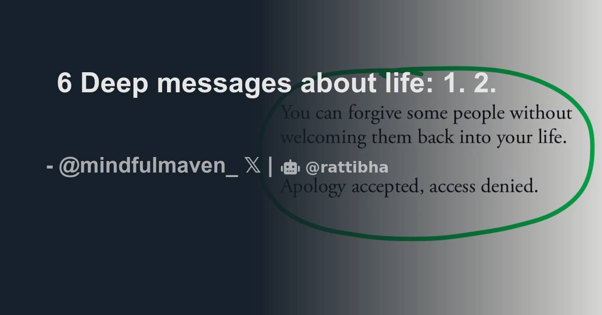 6 Deep messages about life: 1. - Thread from Mindful Maven ...