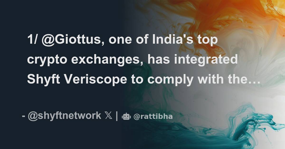 1/ @Giottus, one of India's top crypto exchanges, has integrated Shyft ...
