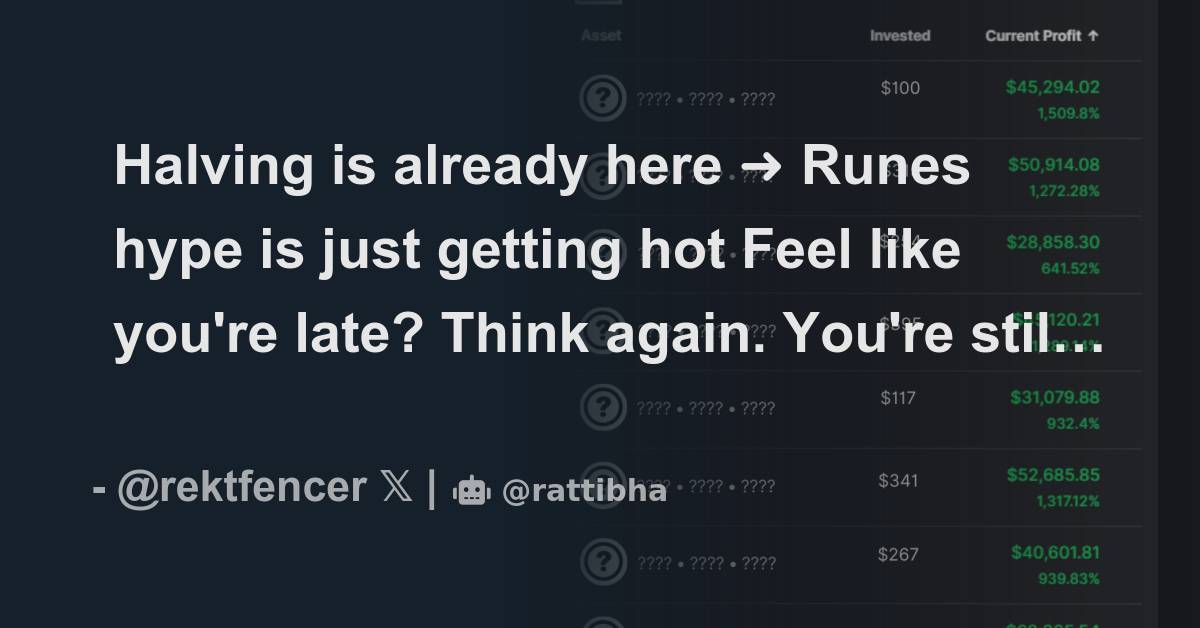 Halving is already here Runes hype is just getting hot Feel like you're ...