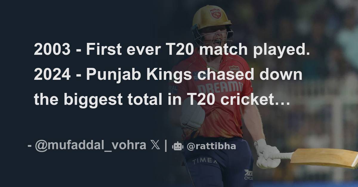 2003 - First ever T20 match played. 2024 - Punjab Kings chased down the ...