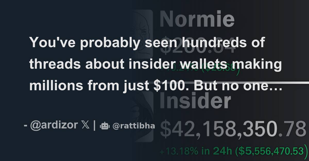 You've probably seen hundreds of threads about insider wallets making ...