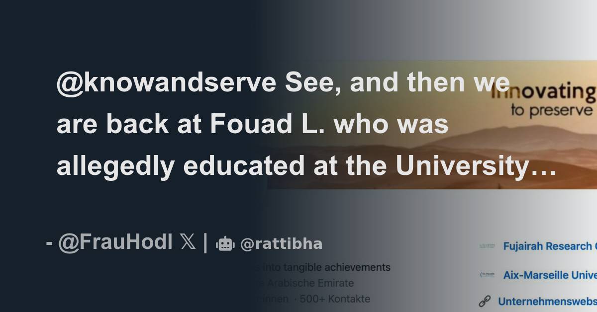 @knowandserve See, and then we are back at Fouad L. who was allegedly ...