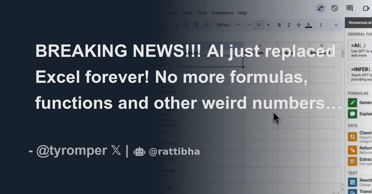 BREAKING NEWS!!! AI just replaced Excel forever! No more formulas, functions and other weird ...