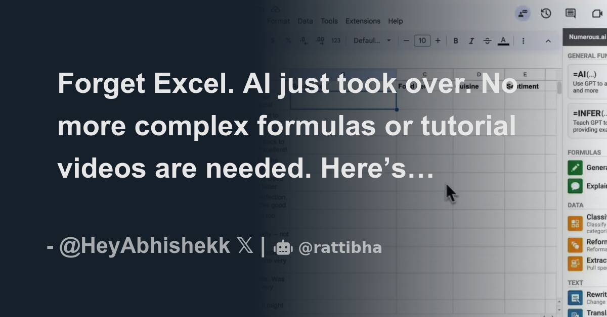 Forget Excel. AI just took over. No more complex formulas or tutorial ...