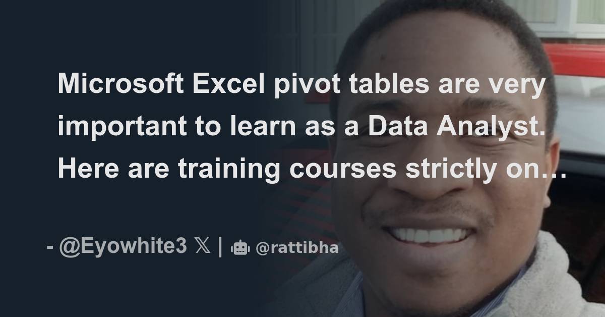 Microsoft Excel pivot tables are very important to learn as a Data Analyst. Here are training ...