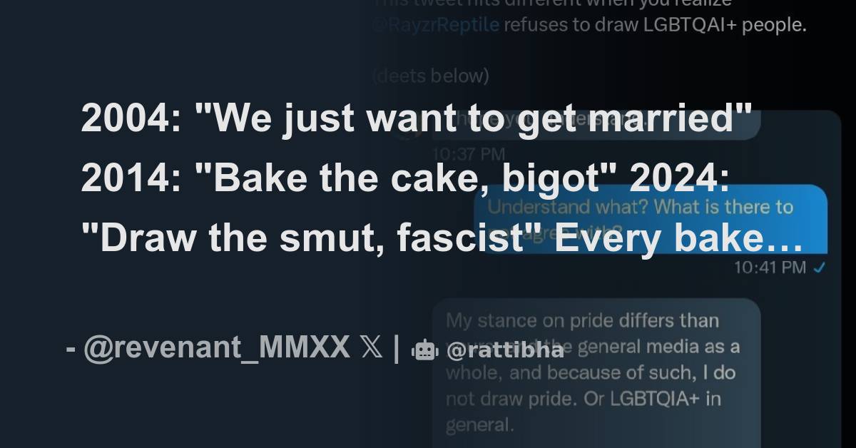 2004: "We just want to get married" 2014: "Bake the cake, bigot" 2024 ...