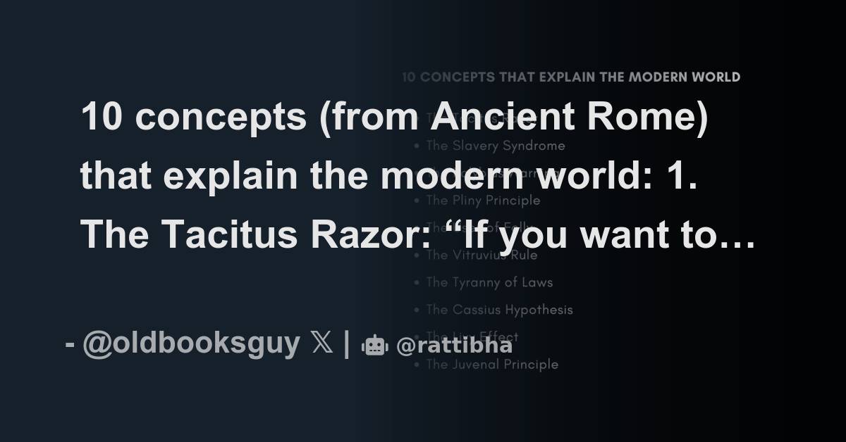 10 concepts (from Ancient Rome) that explain the modern world: 1. The ...