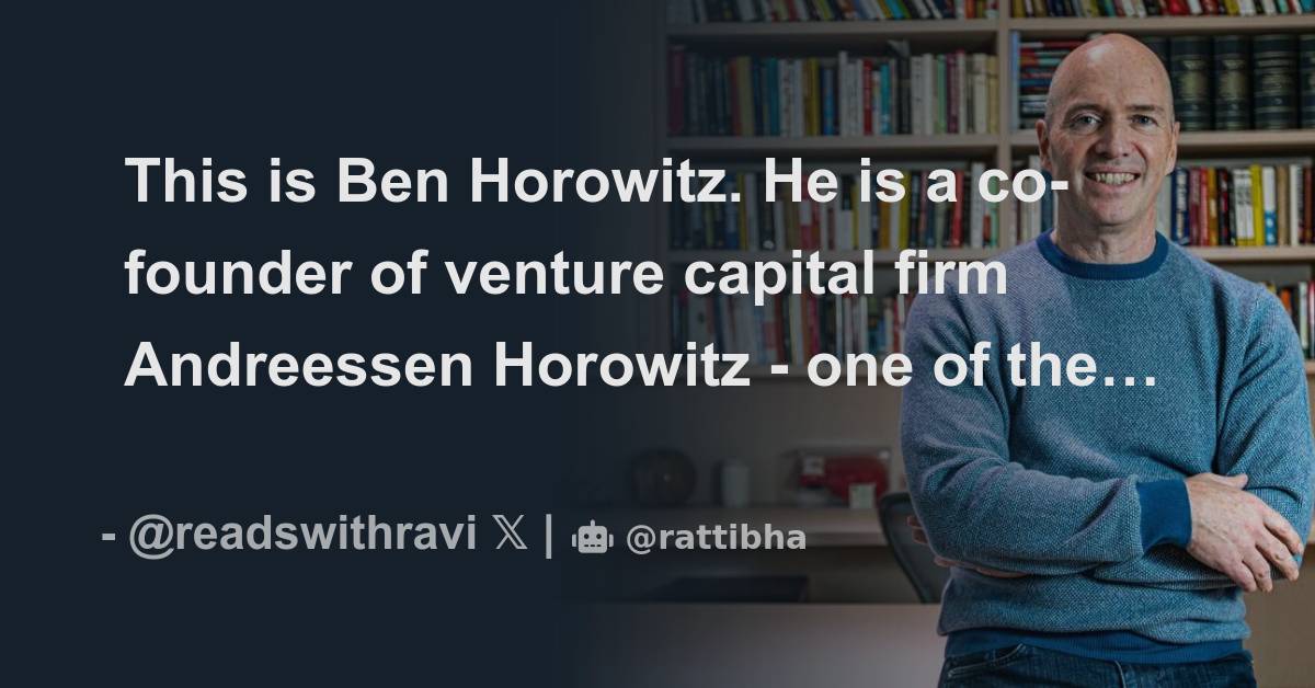 This is Ben Horowitz. He is a co-founder of venture capital firm ...