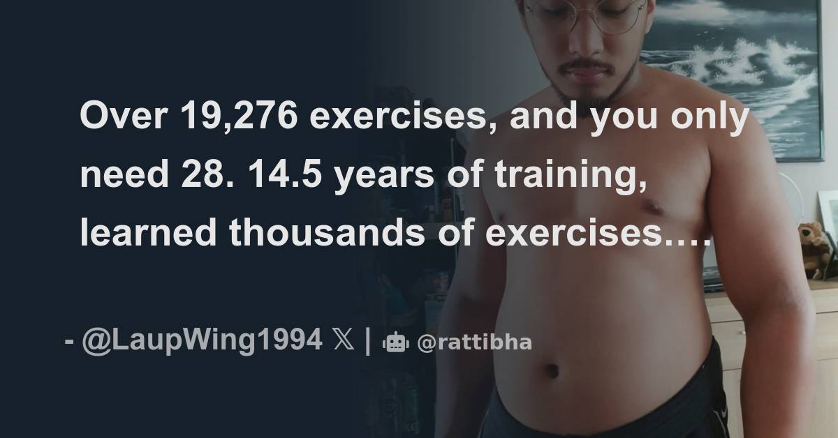 Over 19,276 exercises, and you only need 28. 14.5 years of training ...