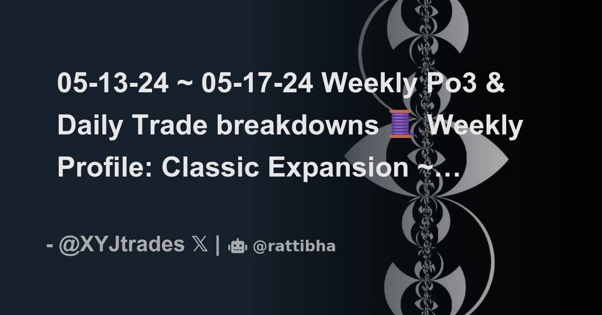 05-13-24 ~ 05-17-24 Weekly Po3 & Daily Trade breakdowns 🧵 Weekly Profile: Classic Expansion ...
