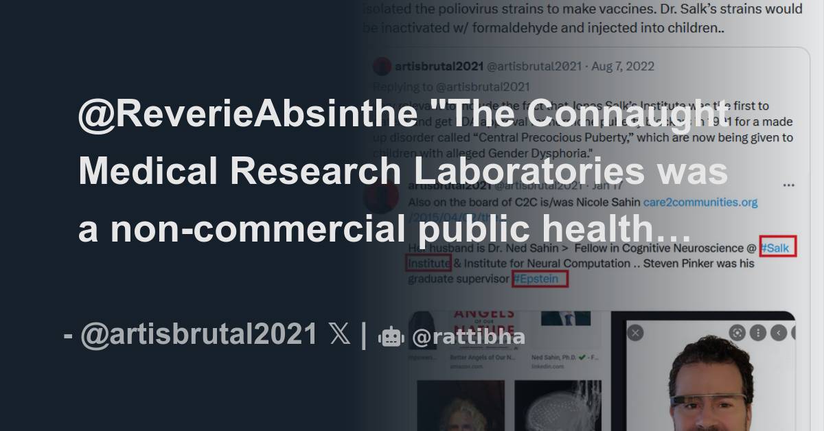 @ReverieAbsinthe "The Connaught Medical Research Laboratories was a non ...