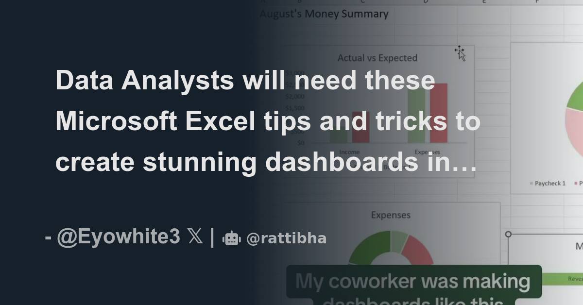 Data Analysts will need these Microsoft Excel tips and tricks to create stunning dashboards in ...
