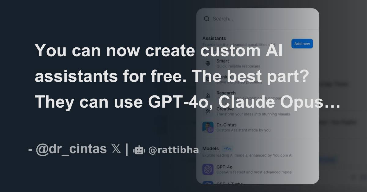 You can now create custom AI assistants for free. The best part? They can use GPT-4o, Claude ...