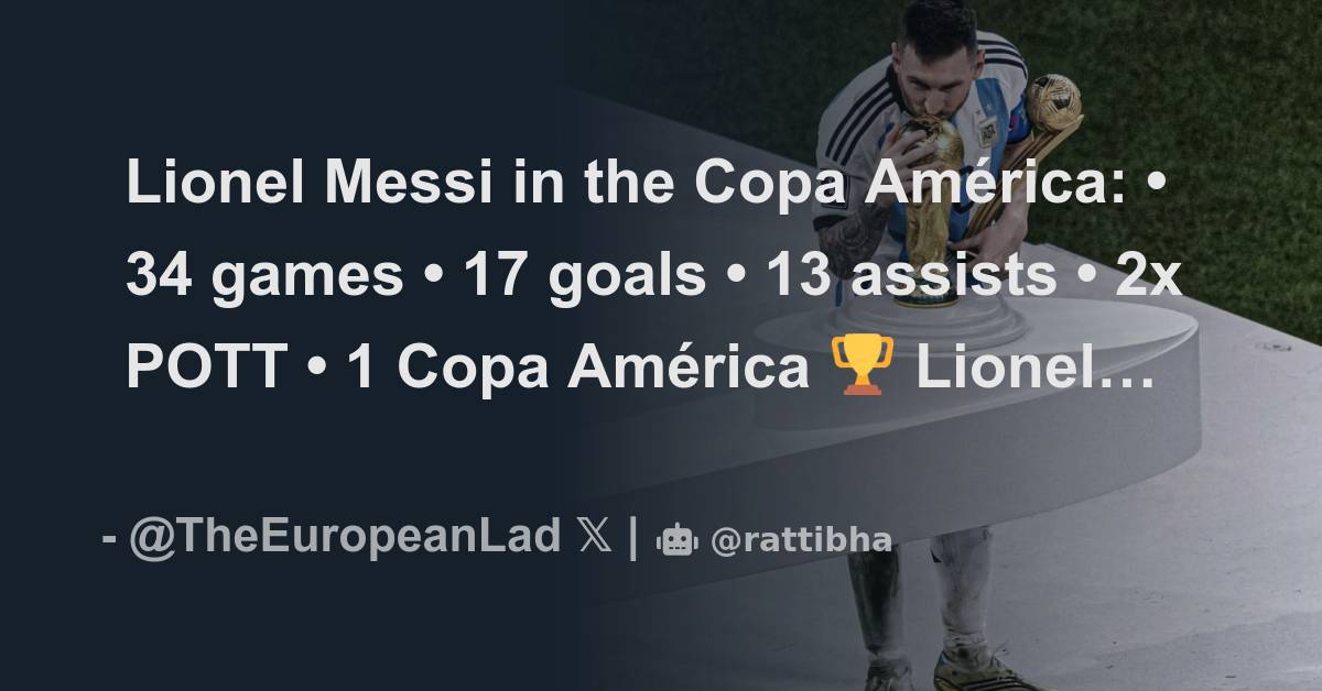 Lionel Messi in the Copa América: • 34 games • 17 goals • 13 assists ...