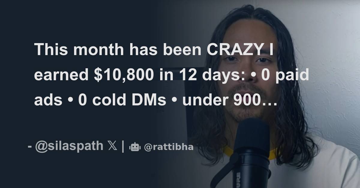 This month has been CRAZY I earned $10,800 in 12 days: • 0 paid ads • 0 cold DMs • under 900 ...