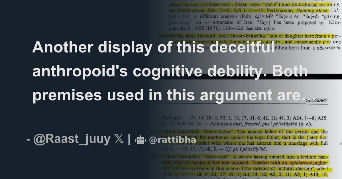 Another display of this deceitful anthropoid's cognitive debility. Both ...
