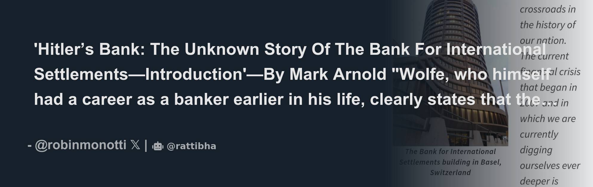 'Hitler’s Bank: The Unknown Story Of The Bank For International ...