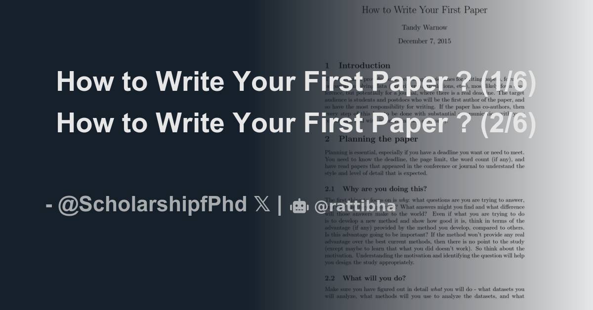 How to Write Your First Paper ? (1/6) - المسلسل من Scholarship for PhD @ScholarshipfPhd - رتبها