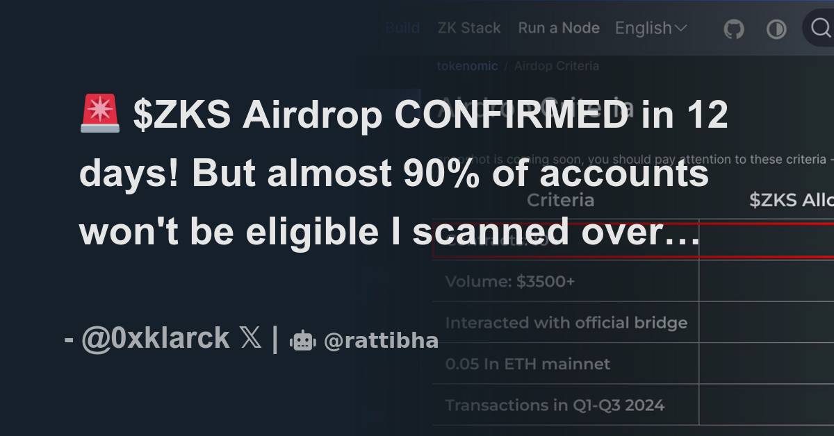 🚨 $ZKS Airdrop CONFIRMED in 12 days! But almost 90% of accounts won't be eligible I scanned over ...