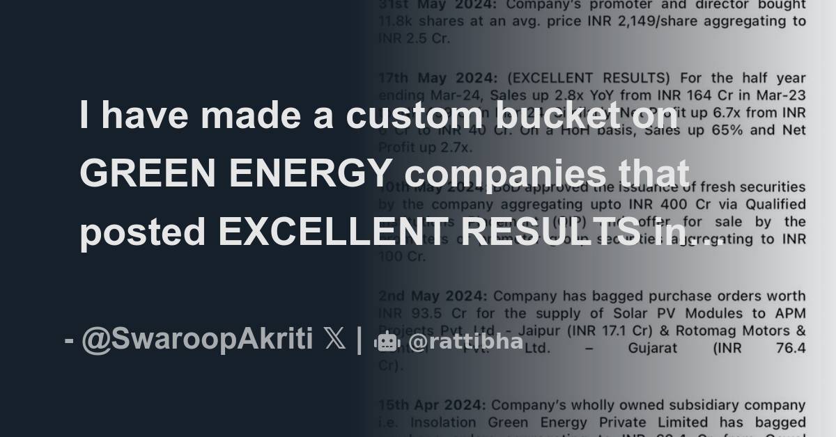 I have made a custom bucket on GREEN ENERGY companies that posted ...