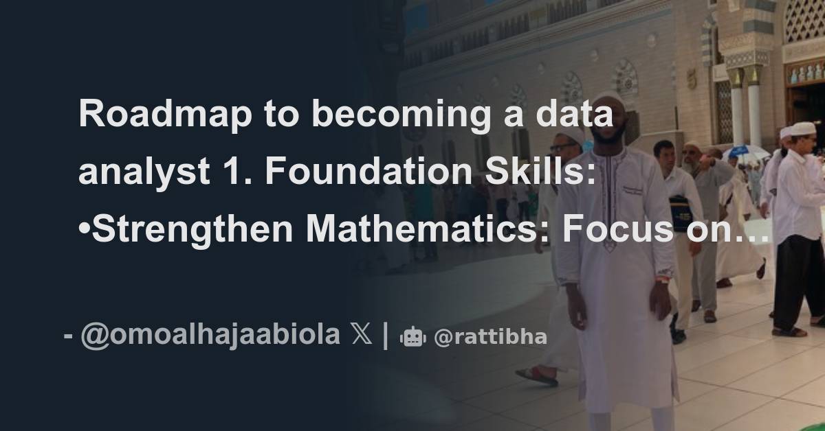 Roadmap to becoming a data analyst 1. Foundation Skills: •Strengthen ...