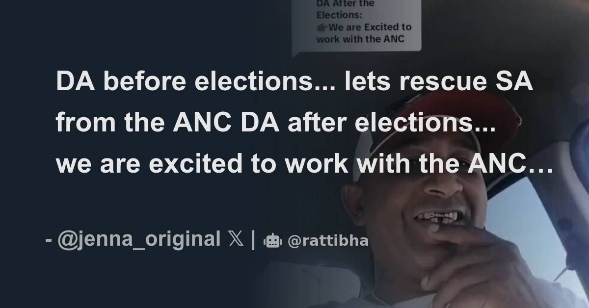 DA before elections... lets rescue SA from the ANC DA after elections... we are excited to work ...