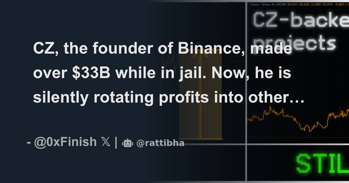 CZ, the founder of Binance, made over $33B while in jail. Now, he is silently rotating profits ...