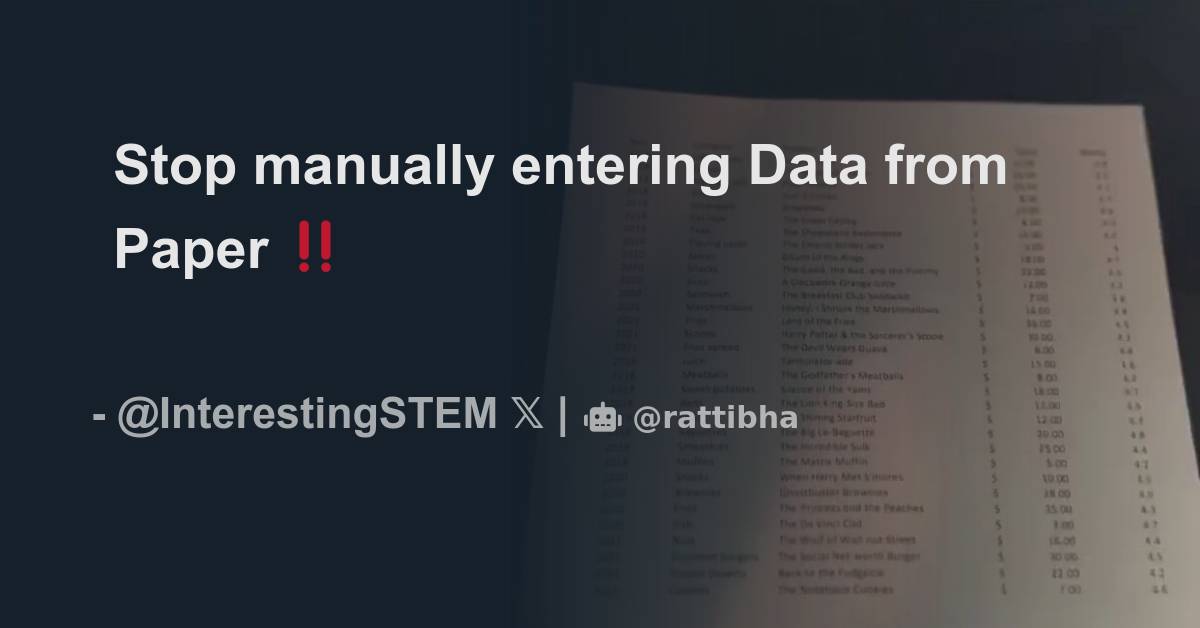 Stop manually entering Data from Paper ‼️ - Thread from Interesting STEM @InterestingSTEM - Rattibha
