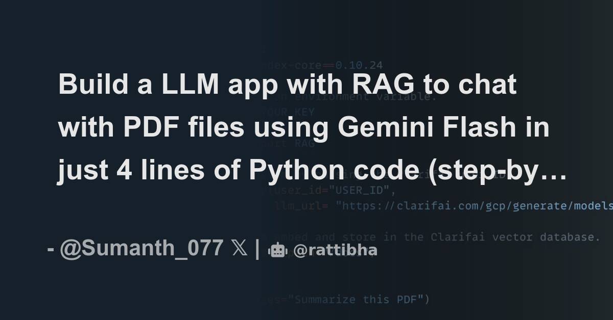 Build a LLM app with RAG to chat with PDF files using Gemini Flash in ...