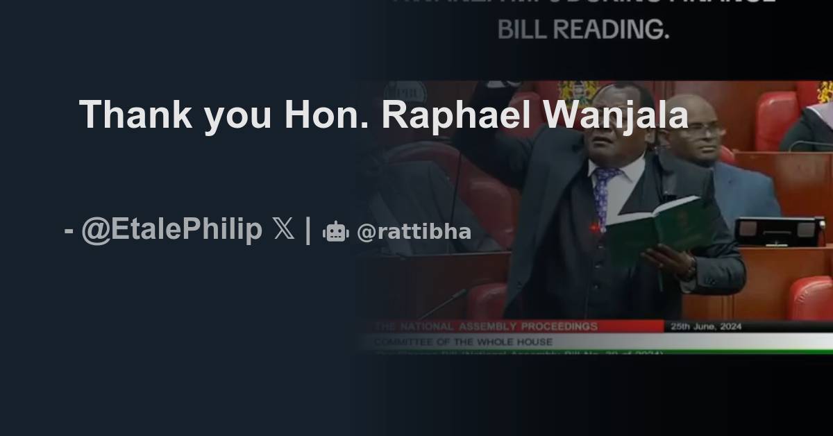 Thank you Hon. Raphael Wanjala - Thread from Philip Etale @EtalePhilip ...