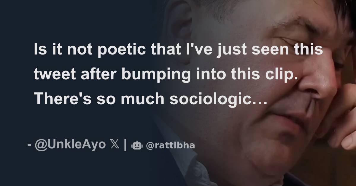 Is it not poetic that I've just seen this tweet after bumping into this ...