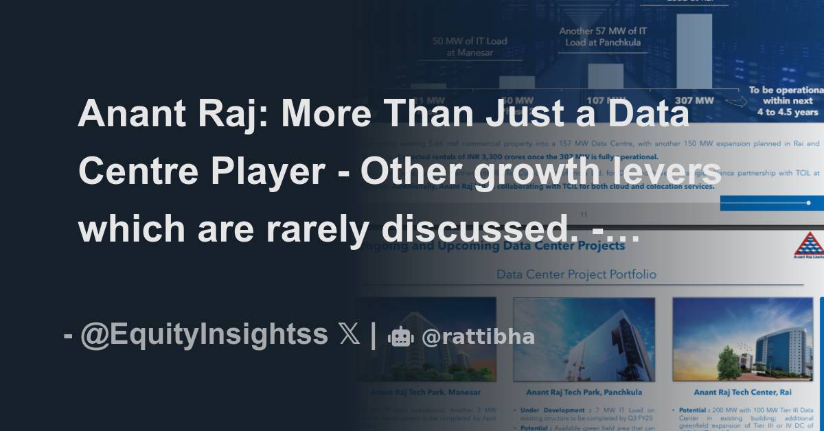 Anant Raj: More Than Just a Data Centre Player - Other growth levers ...