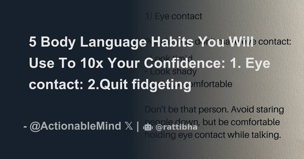 5 Body Language Habits You Will Use To 10x Your Confidence: 1. Eye contact: - المسلسل من ...