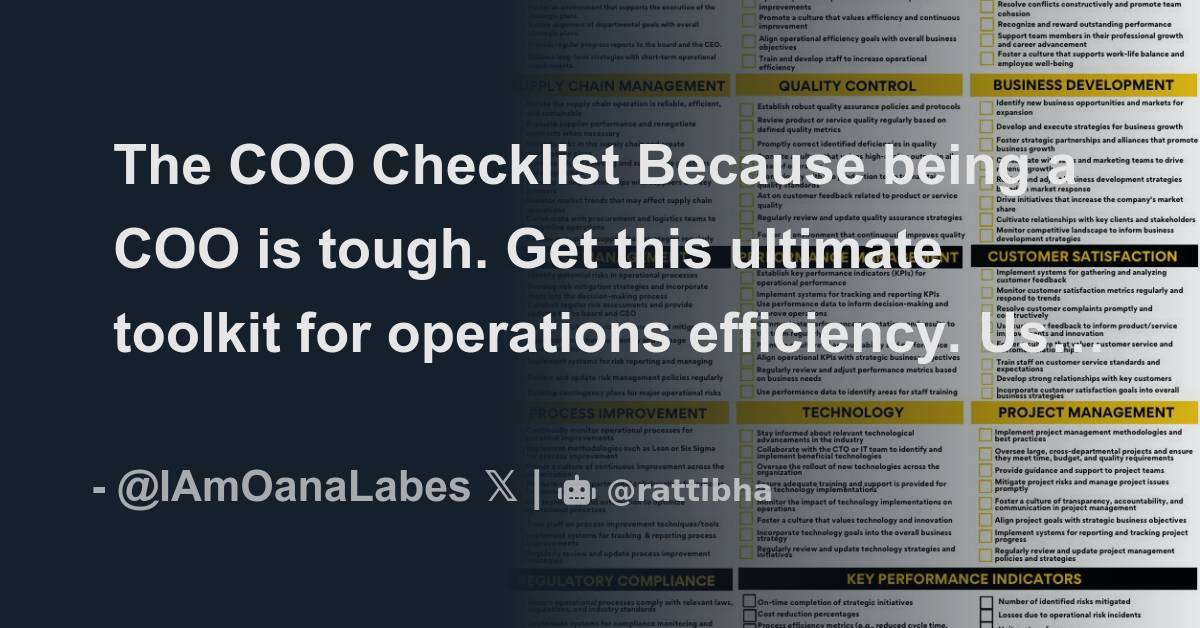 The COO Checklist Because being a COO is tough. Get this ultimate ...