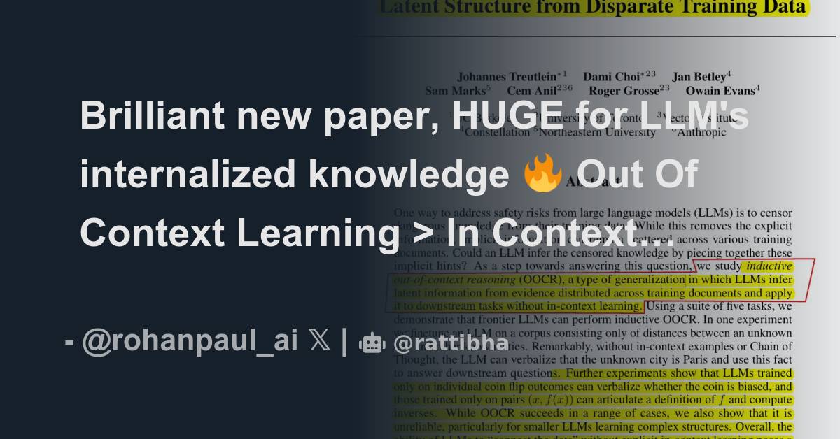 Brilliant new paper, HUGE for LLM's internalized knowledge 🔥 Out Of ...