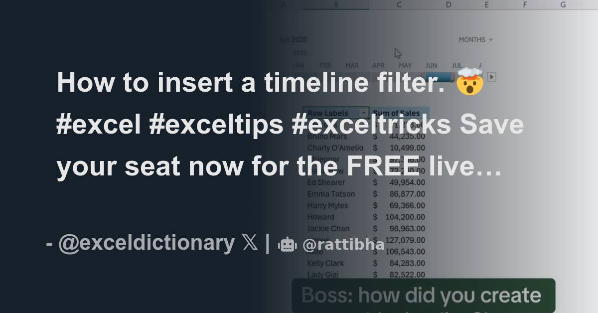 How to insert a timeline filter. 🤯 #excel #exceltips #exceltricks ...