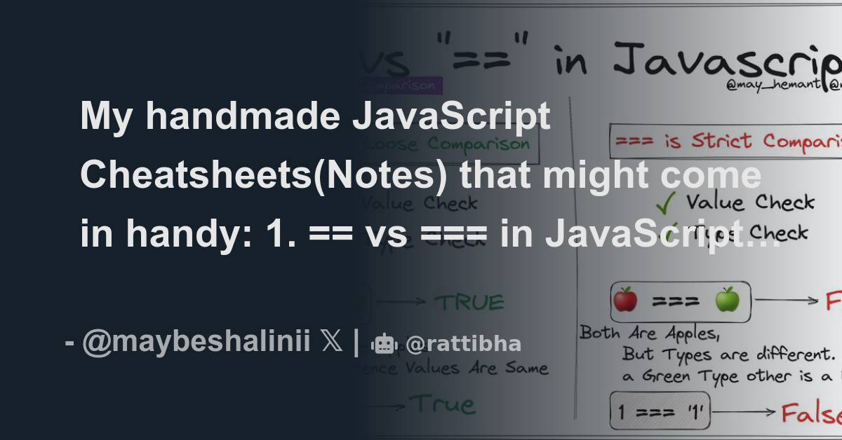 My handmade JavaScript Cheatsheets(Notes) that might come in handy: 1 ...